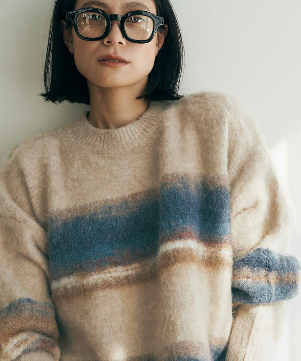 MOHAIR MULTI BORDER KNIT